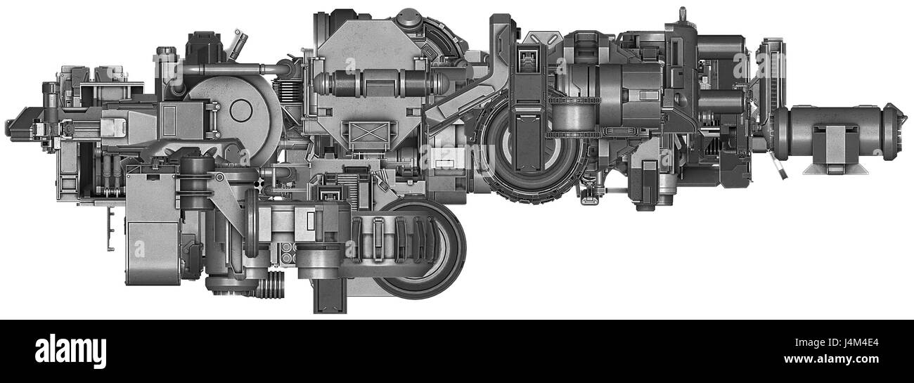 3d illustration of abstract industrial equipment technology mechanism ...