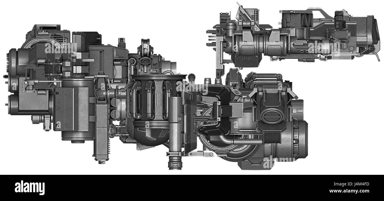 3d illustration of abstract industrial equipment technology mechanism ...