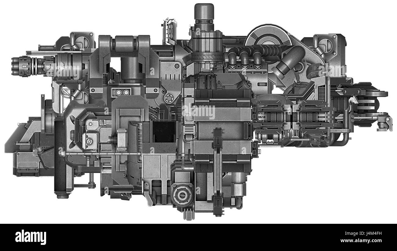 3d illustration of abstract industrial equipment technology mechanism ...