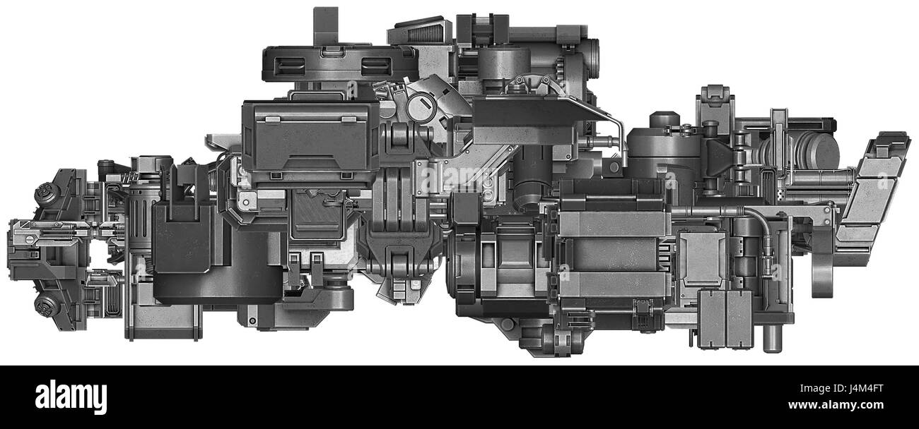 3d illustration of abstract industrial equipment technology mechanism ...