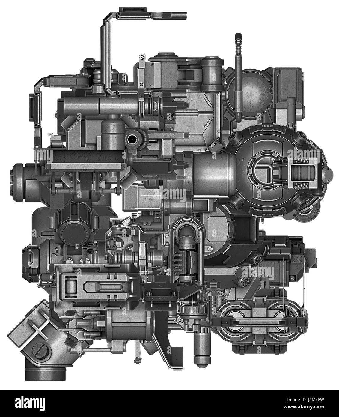 3d illustration of abstract industrial equipment technology mechanism ...