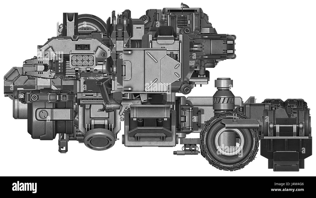 3d illustration of abstract industrial equipment technology mechanism ...