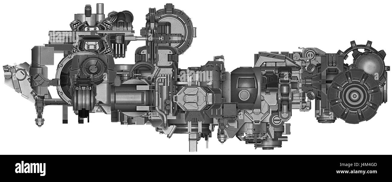 3d illustration of abstract industrial equipment technology mechanism ...