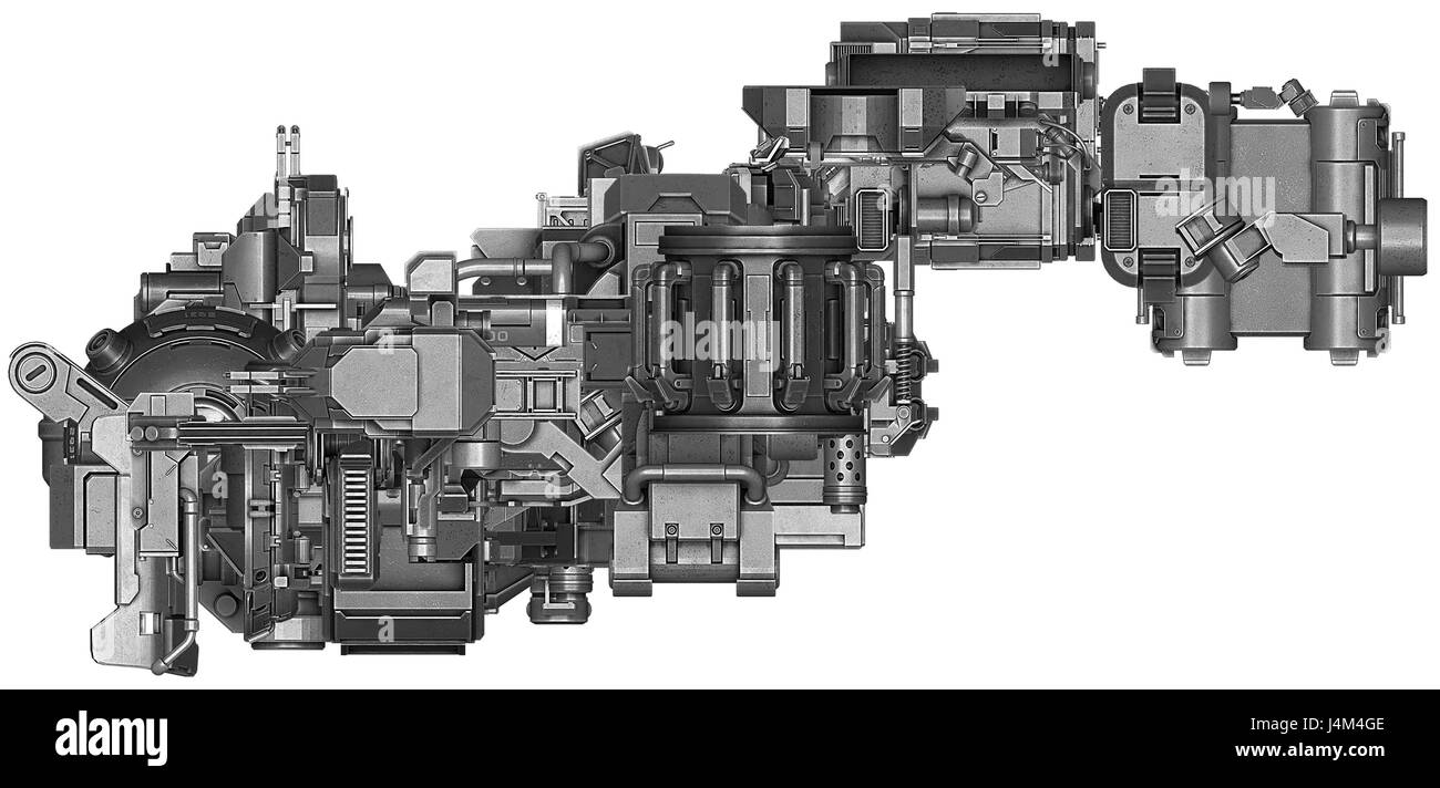 3d illustration of abstract industrial equipment technology mechanism ...