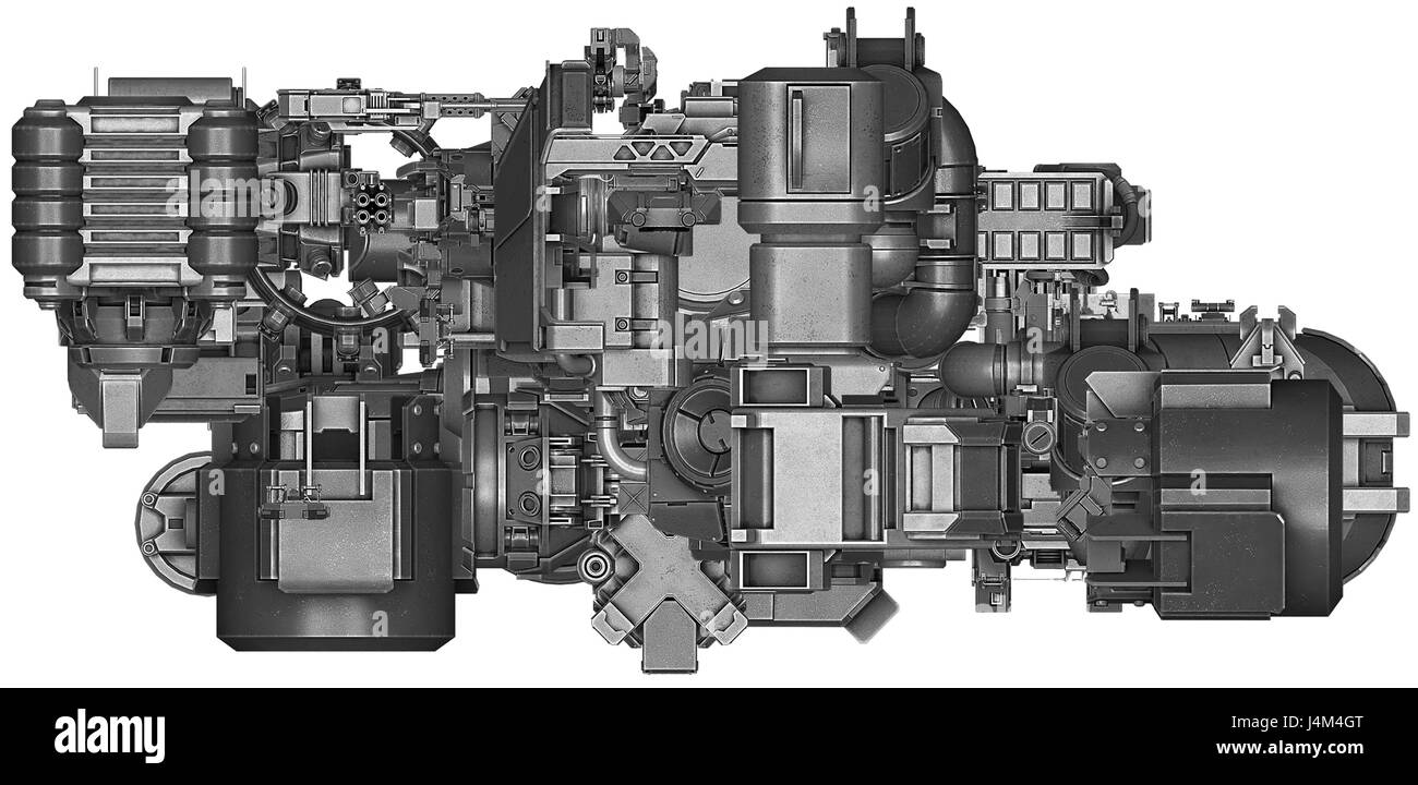 3d illustration of abstract industrial equipment technology mechanism ...