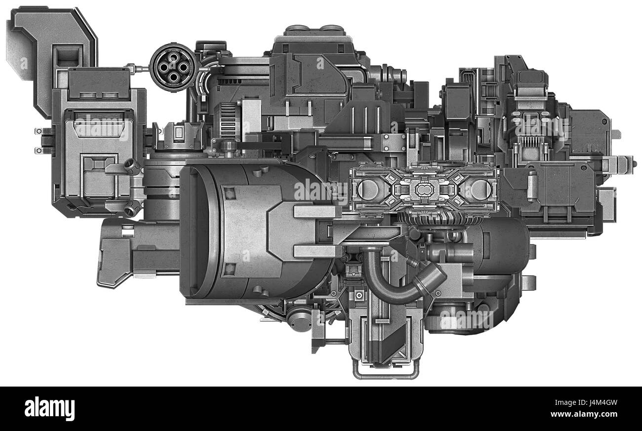 3d illustration of abstract industrial equipment technology mechanism ...
