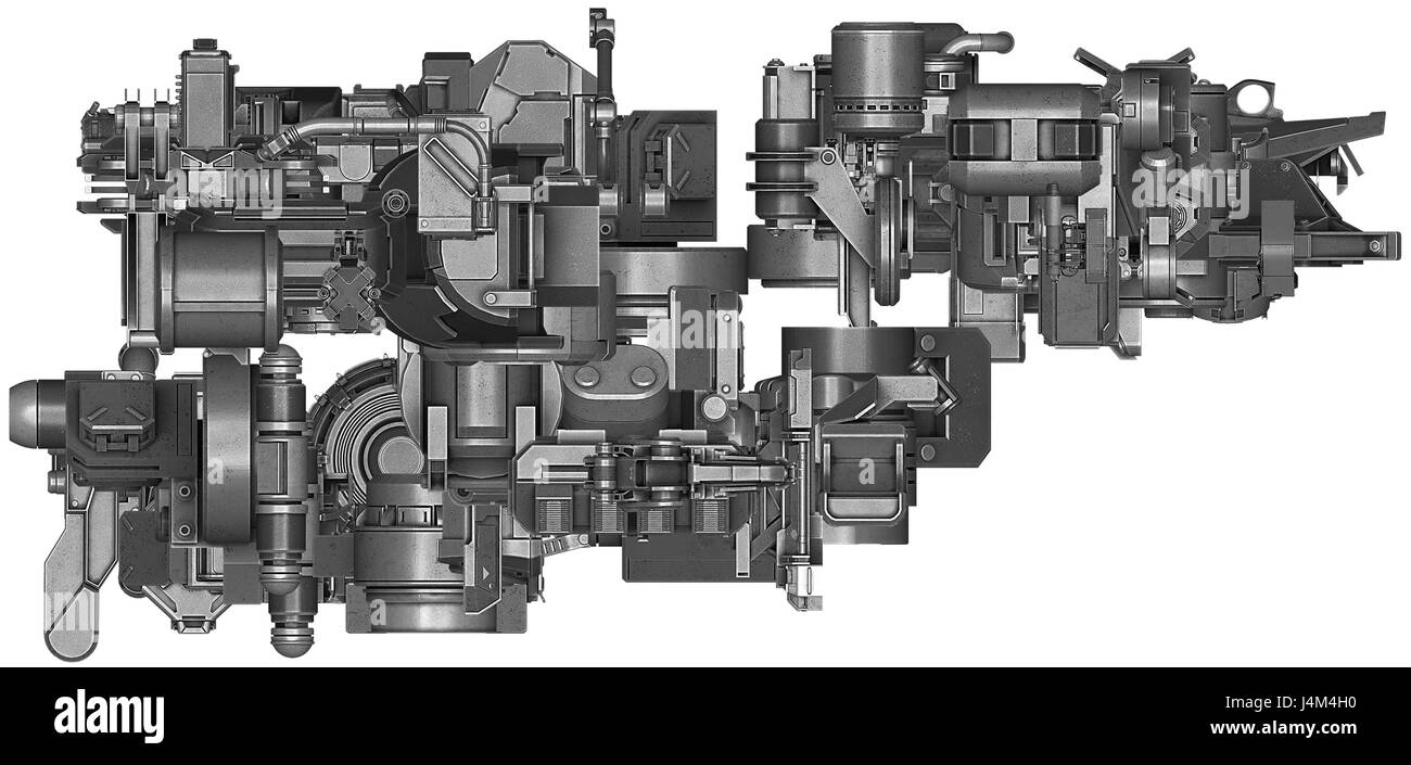3d illustration of abstract industrial equipment technology mechanism ...