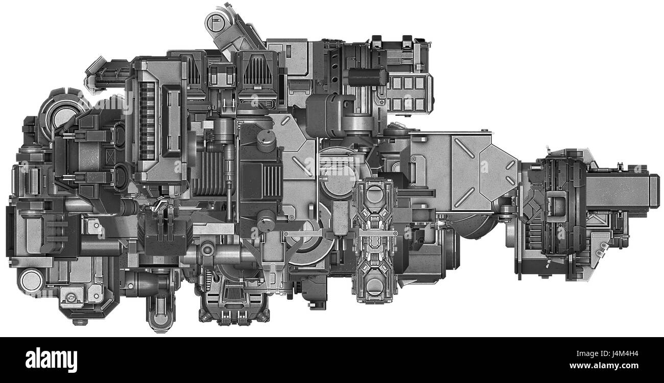 3d illustration of abstract industrial equipment technology mechanism ...