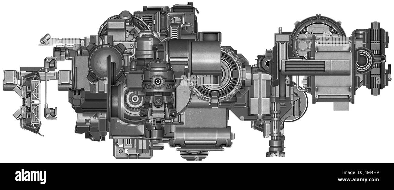 3d illustration of abstract industrial equipment technology mechanism ...