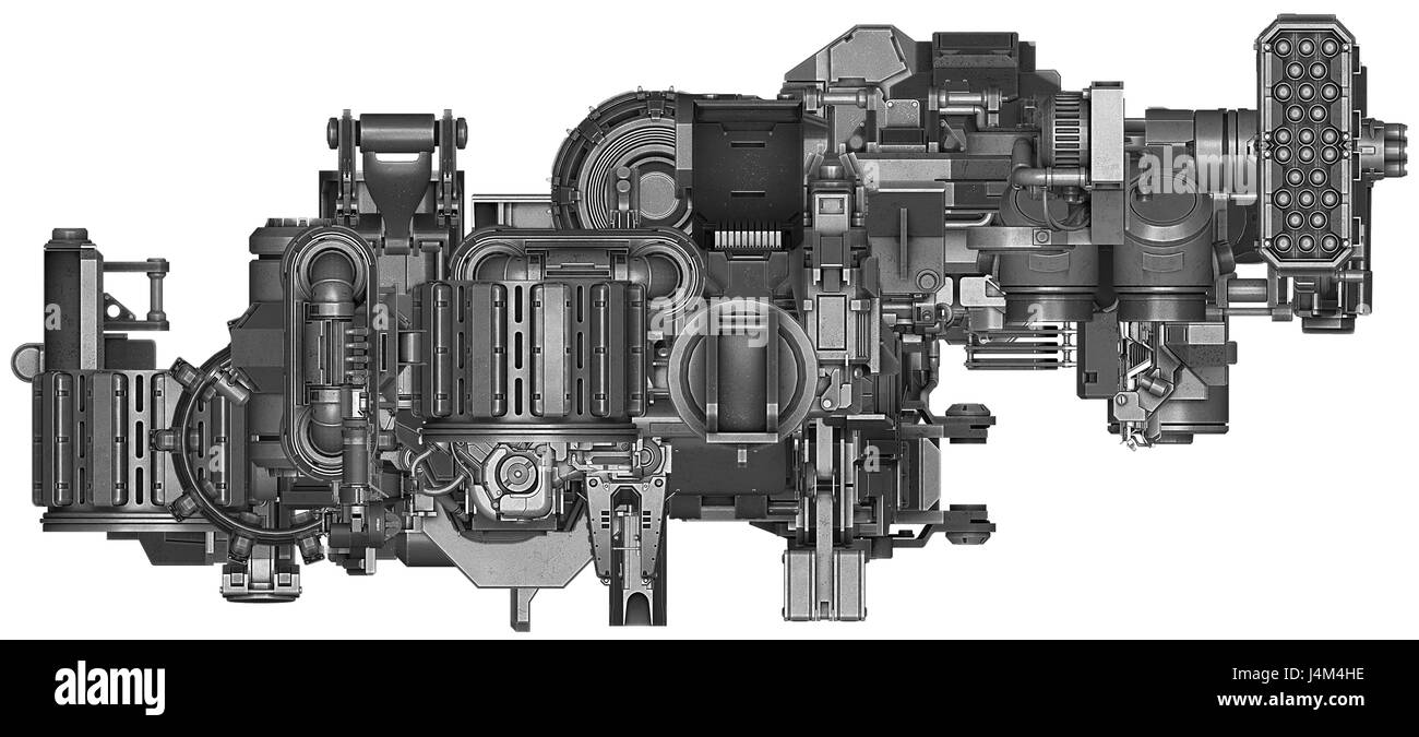 3d illustration of abstract industrial equipment technology mechanism ...