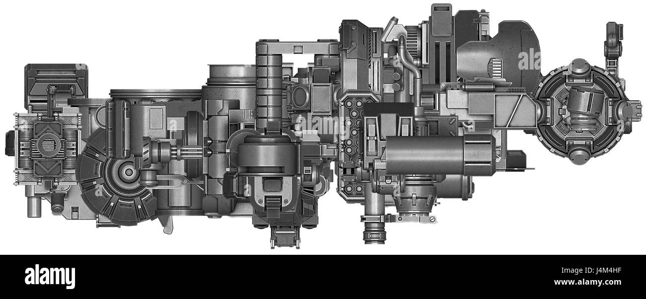 3d illustration of abstract industrial equipment technology mechanism ...