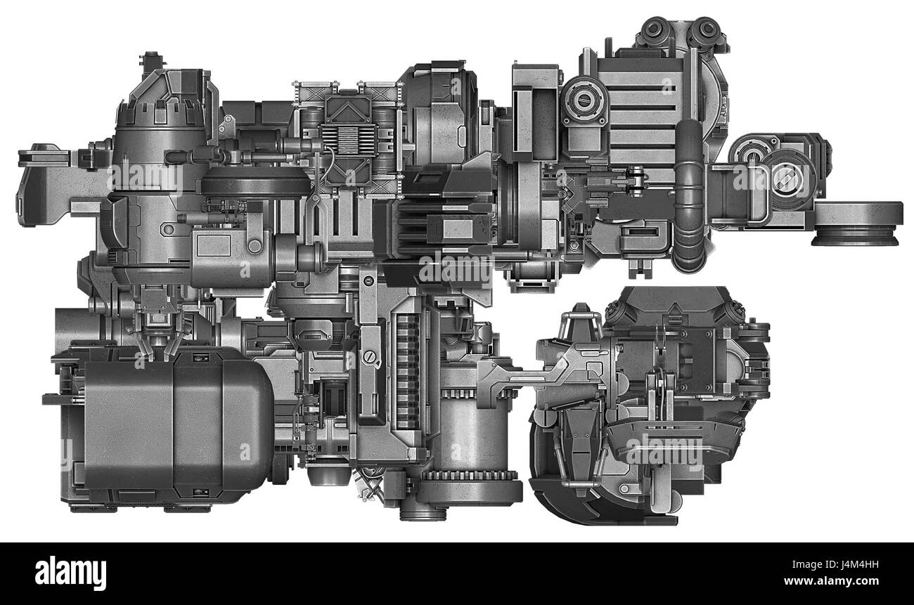 3d illustration of abstract industrial equipment technology mechanism ...