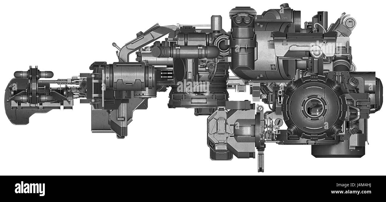3d illustration of abstract industrial equipment technology mechanism ...