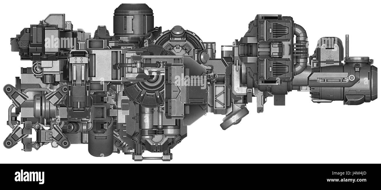 3d illustration of abstract industrial equipment technology mechanism ...