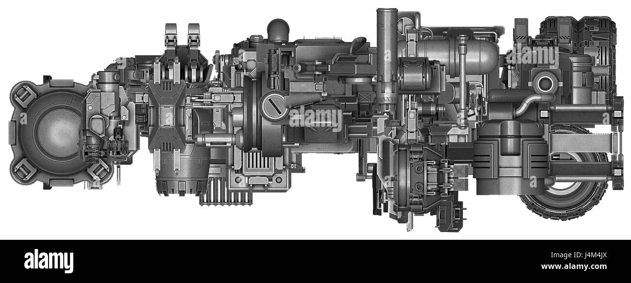 3d illustration of abstract industrial equipment technology mechanism ...