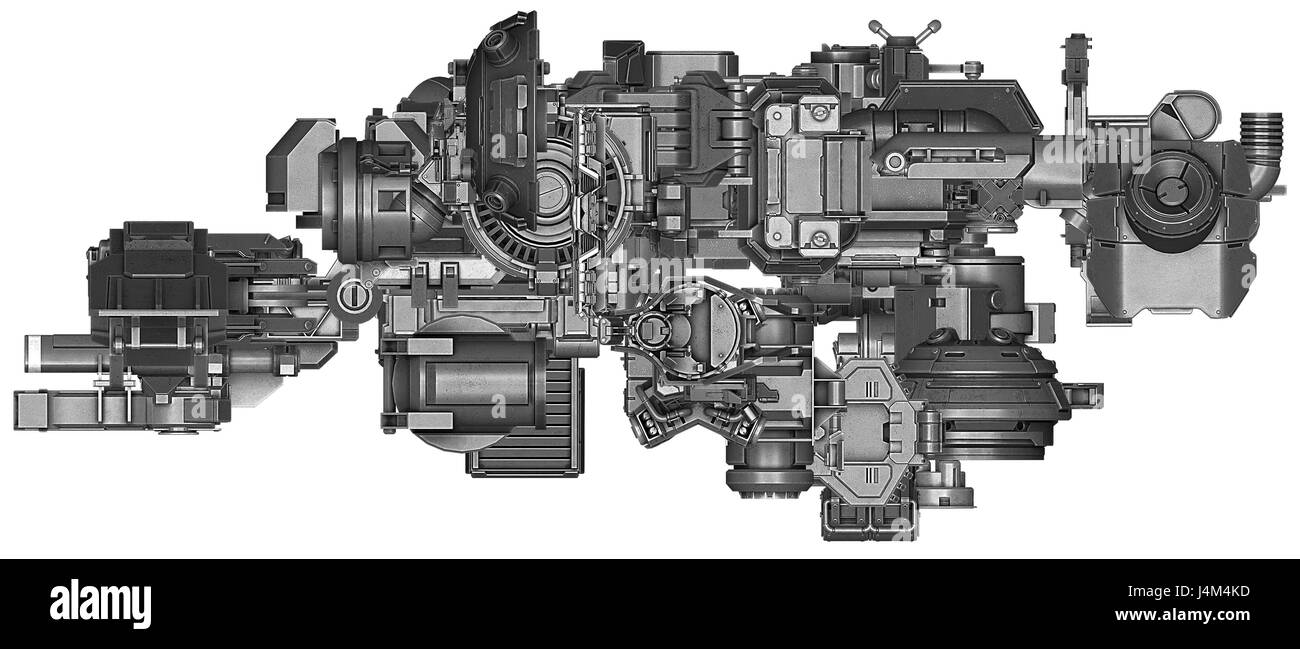 3d illustration of abstract industrial equipment technology mechanism ...