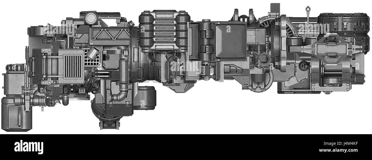 3d illustration of abstract industrial equipment technology mechanism ...