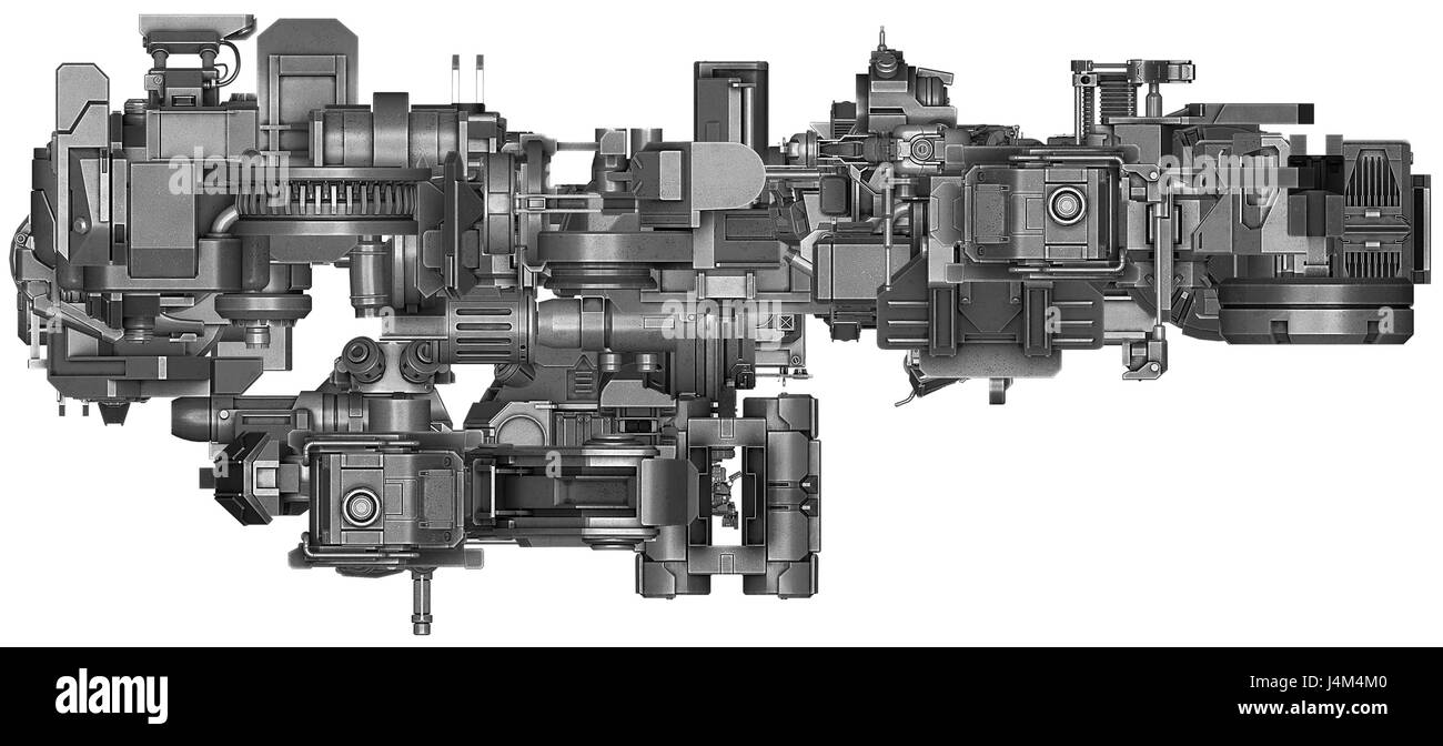 3d illustration of abstract industrial equipment technology mechanism ...