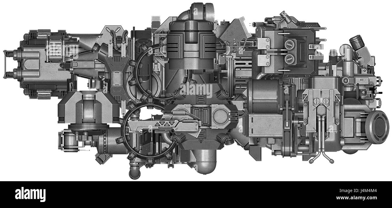 3d illustration of abstract industrial equipment technology mechanism ...