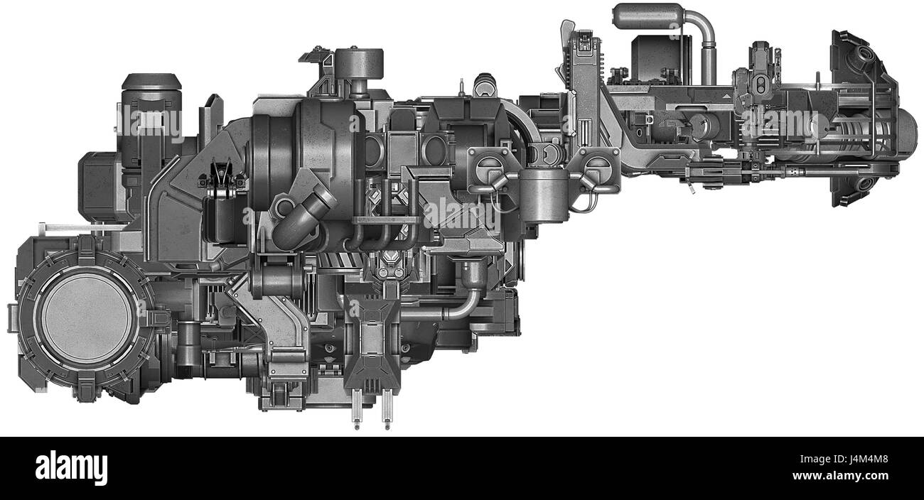 3d illustration of abstract industrial equipment technology mechanism ...