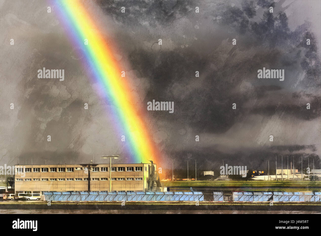 Colorful painting of rainbow in Frankfurt Airport, Germany Stock Photo ...