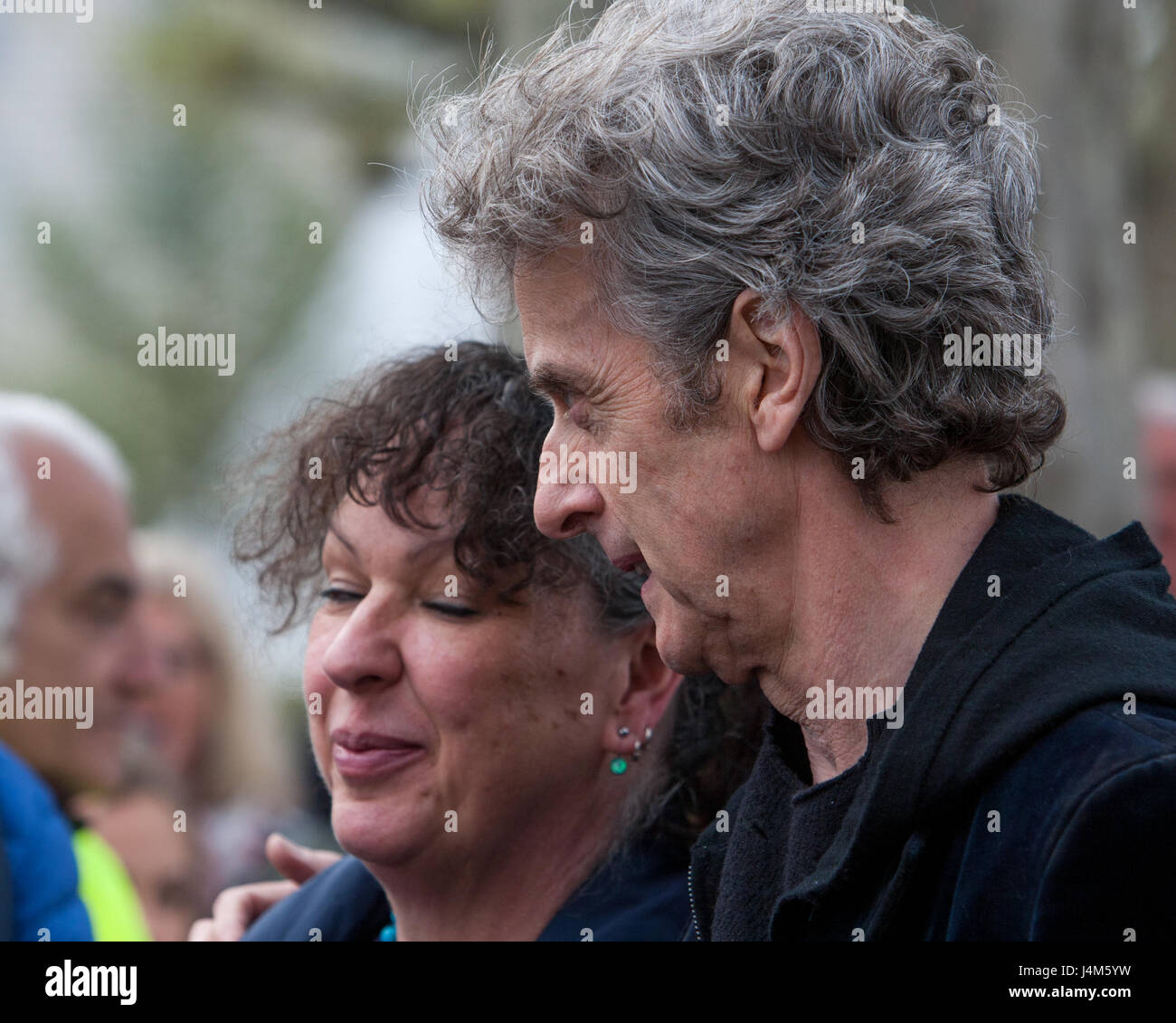 Peter Capaldi, in costume as Dr. Who, and Pearl Mackie as new companion ...