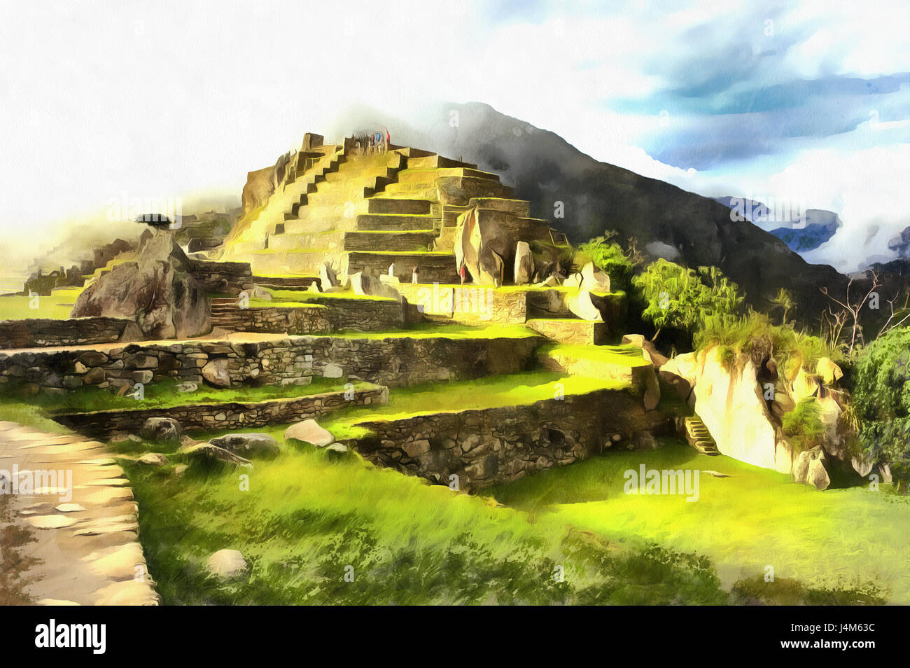 Machu picchu inca drawing hi-res stock photography and images - Alamy