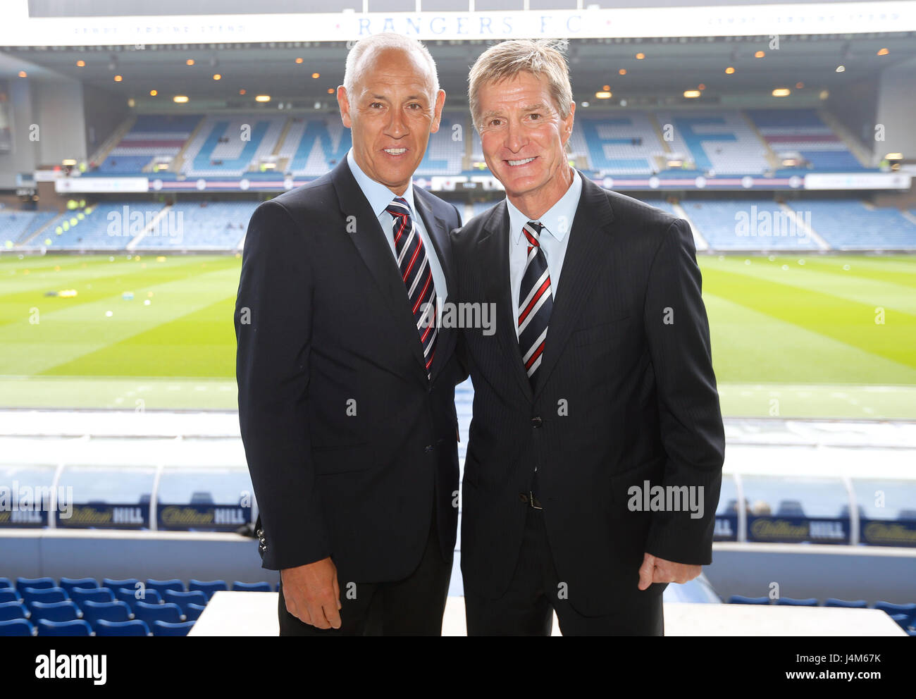 Rangers club ambassadors Mark Hateley (left) and Richard Gough pose for ...