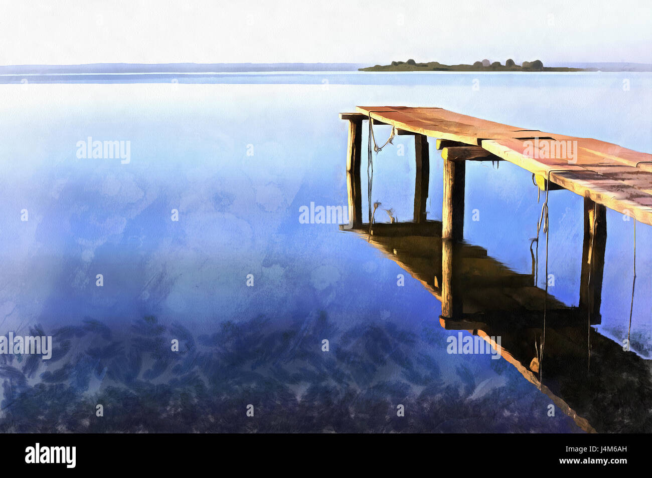 Colorful landscape painting of Lake Nero, Rostov, Russia Stock Photo ...