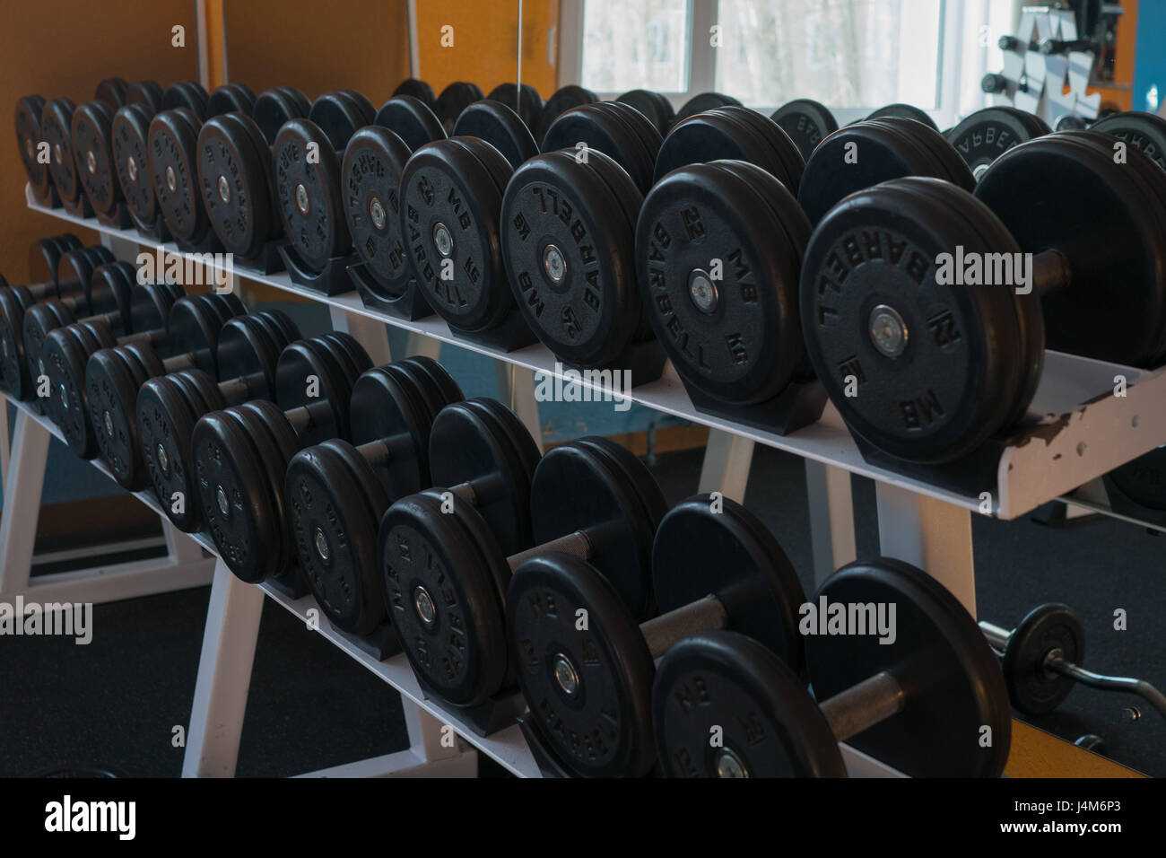 barbells and free weights at the modern gym Stock Photo - Alamy