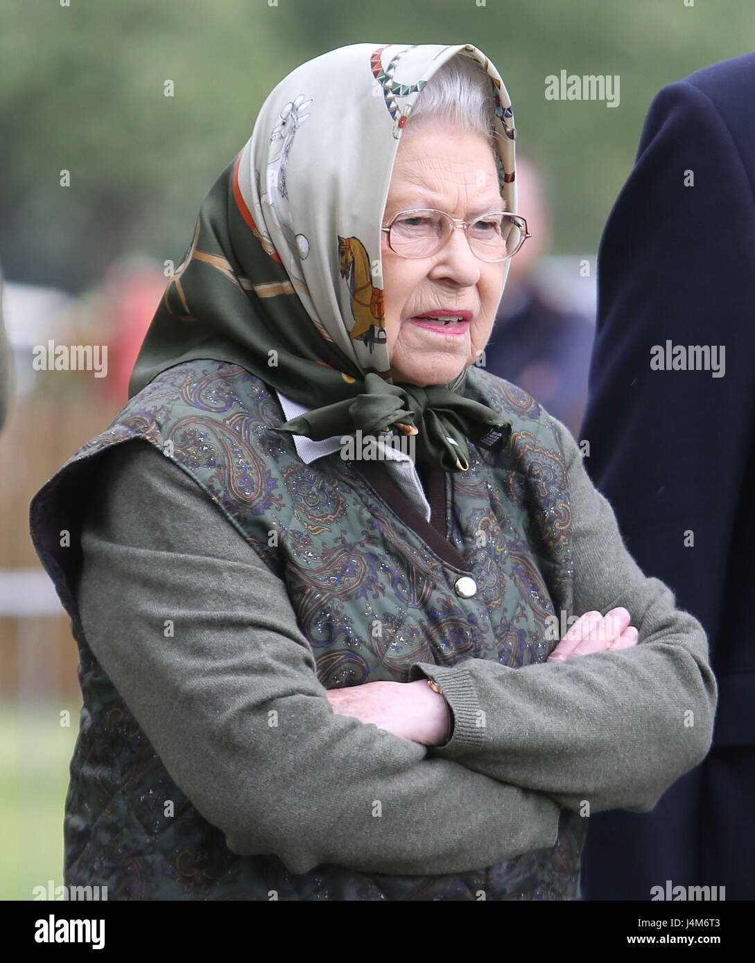 Queen Elizabeth II watches the Land Rover Driving Grand Prix at the ...