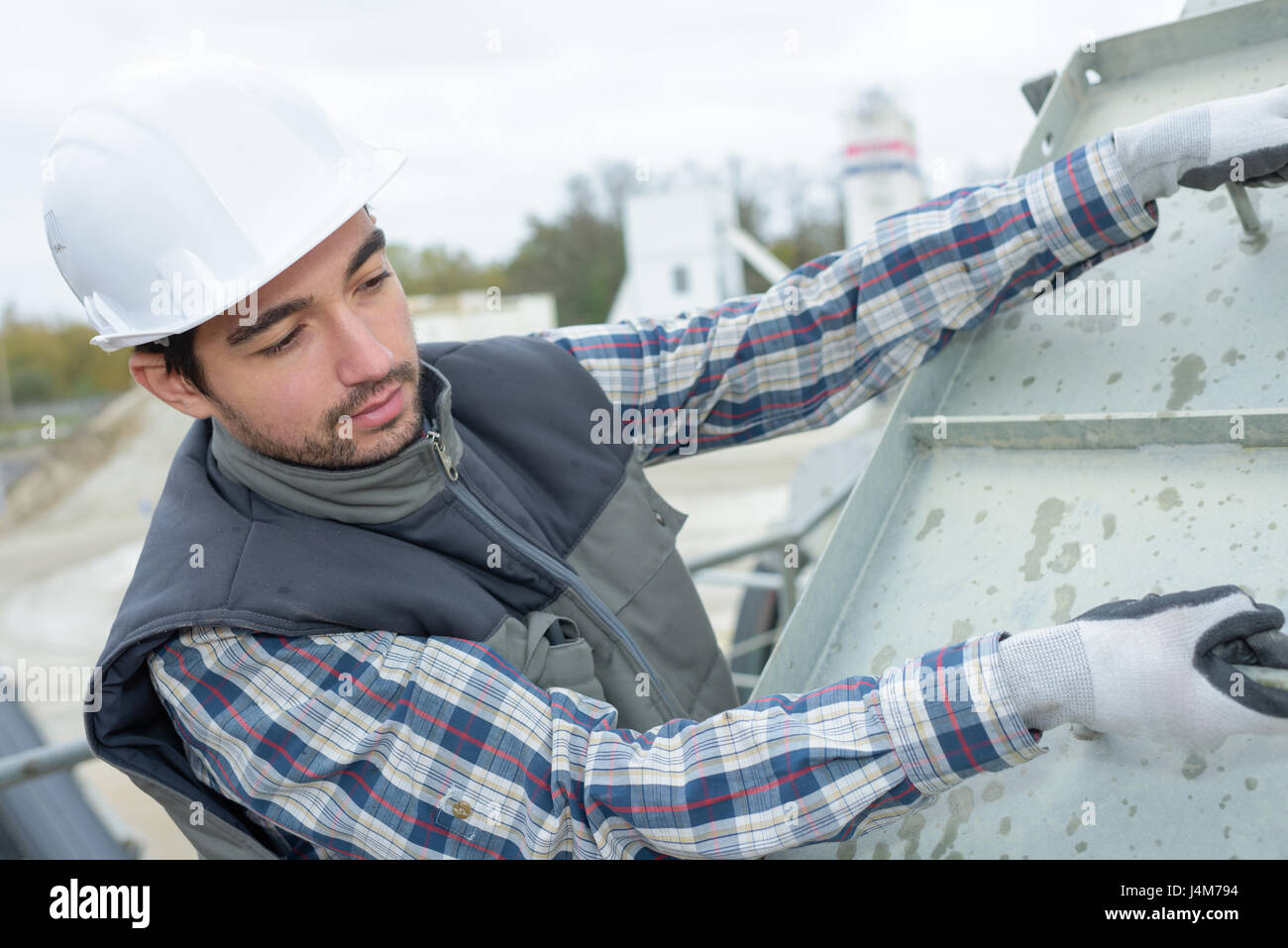 construction worker at building site Stock Photo - Alamy