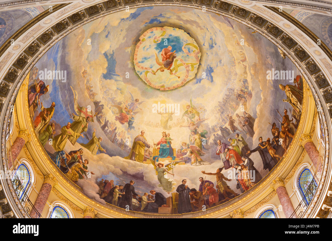 TURIN, ITALY - MARCH 15, 2017: The detail of fresco Mary Help of ...