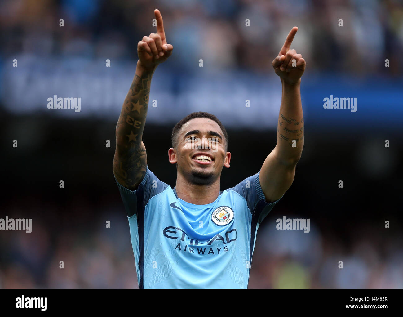 Manchester City's Gabriel Jesus celebrates scoring his side's second ...