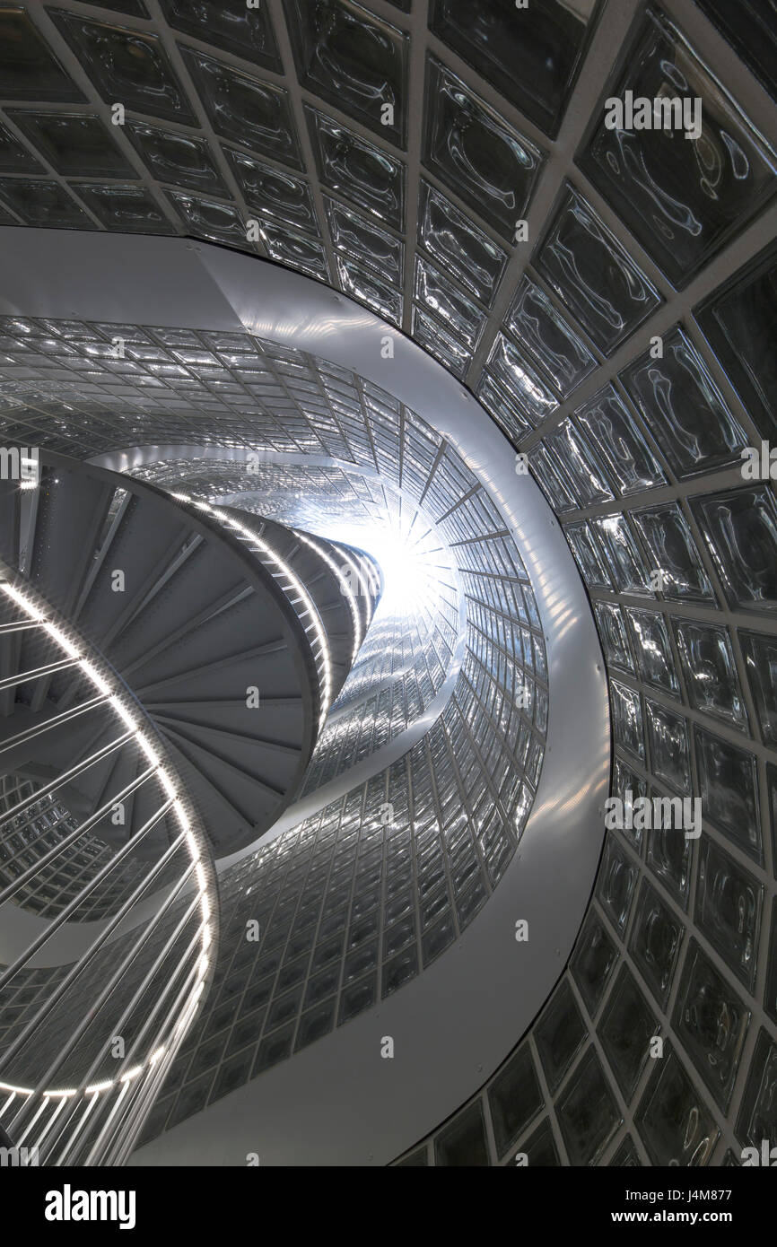 Glass brick facade and lightwell. Housing Building, Quai Henri IV ...