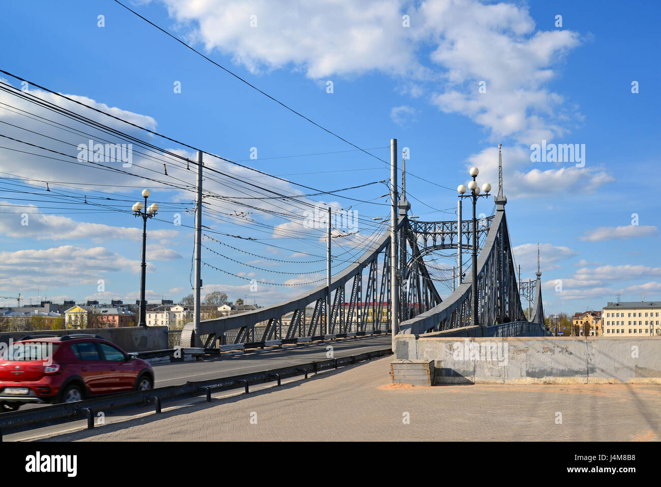 Tver, russia - may 07.2017. Starovolzhsky bridge across the Volga river Stock Photo - Alamy