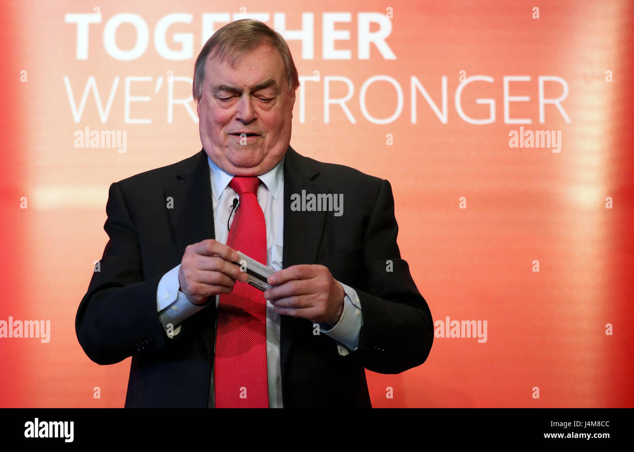 Former deputy prime minister Lord Prescott holds his Labour Party ...