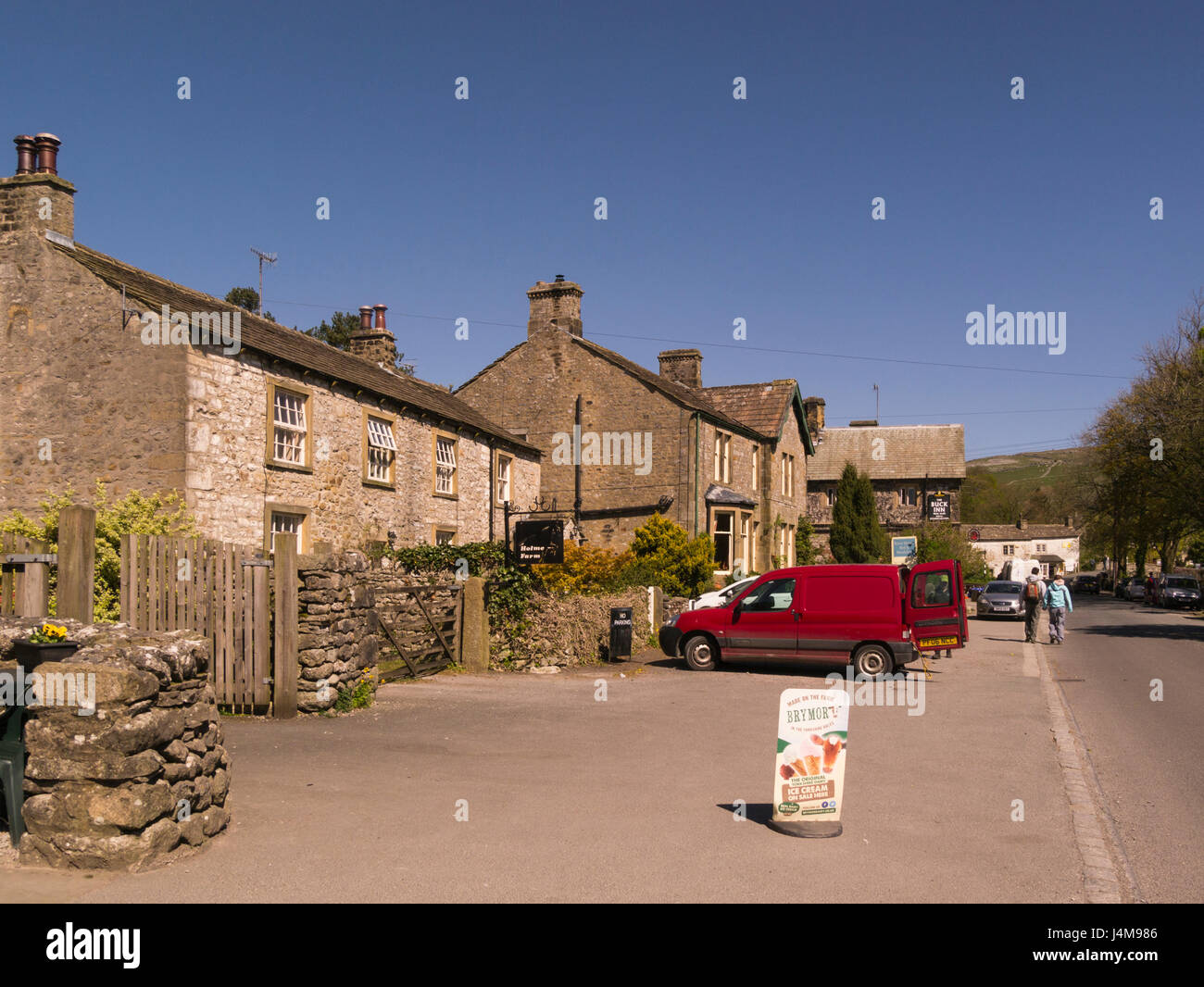 Centre of picturesque village of Malham Yorkshire Dales National Park ...