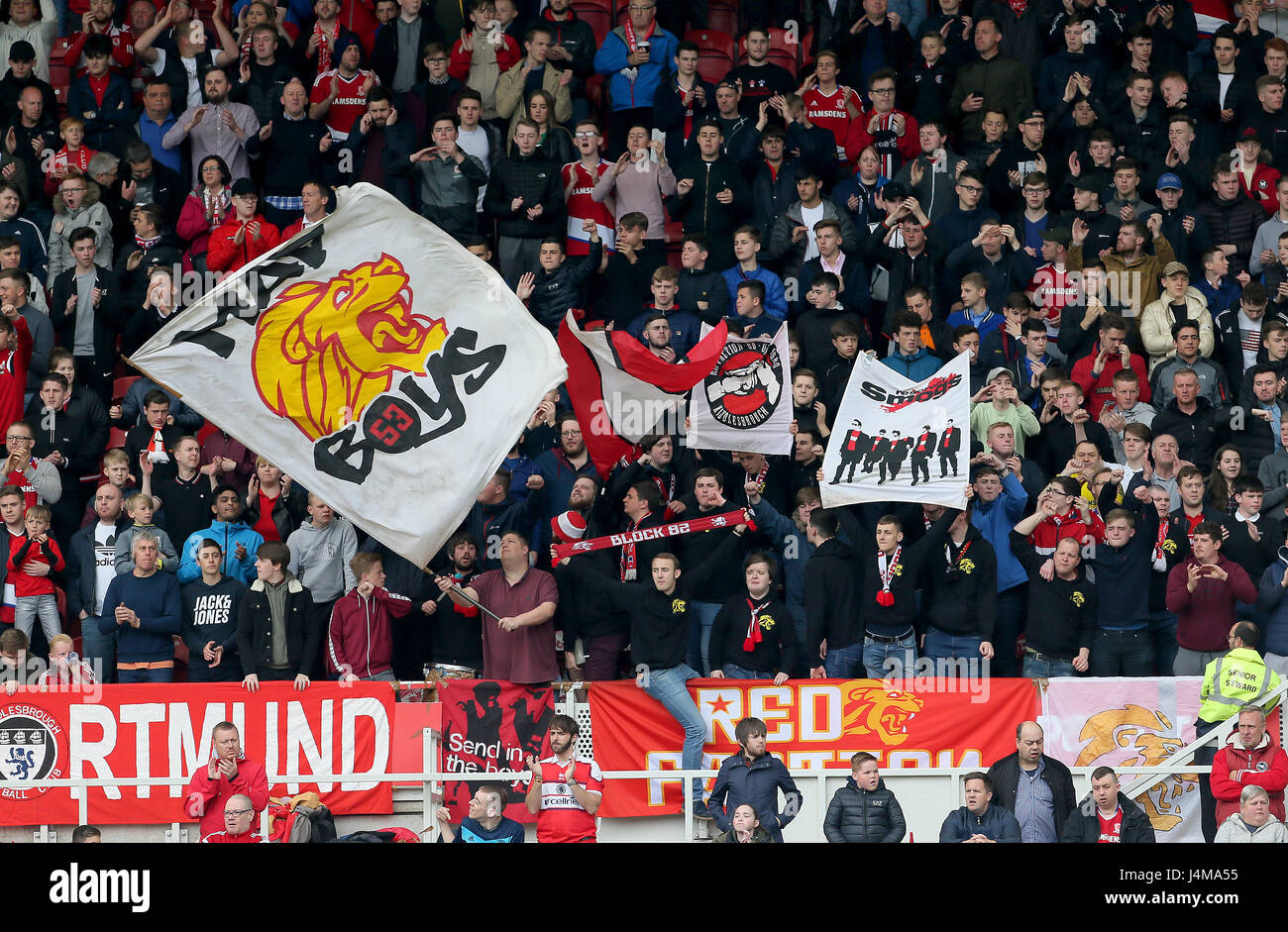 Middlesbrough fans in the stand show their support during the Premier ...