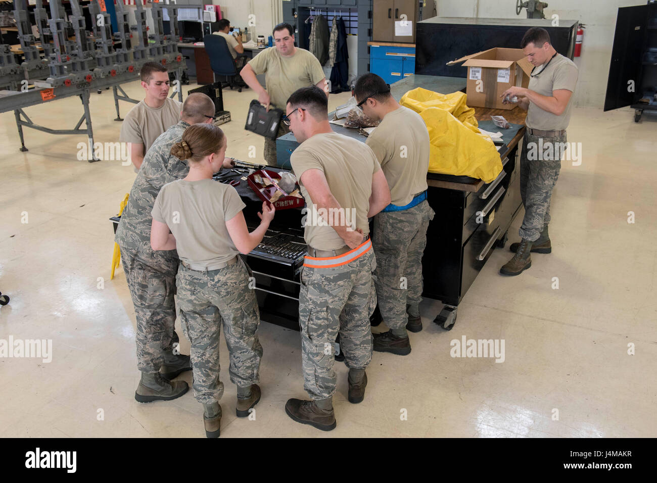 A team of aerospace propulsion technicians from the 18th Component ...