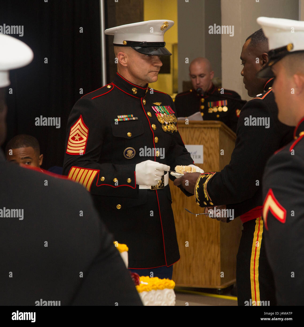 U.S. Marine Corps Sgt. Maj. Charles Metzger, left, sergeant major ...