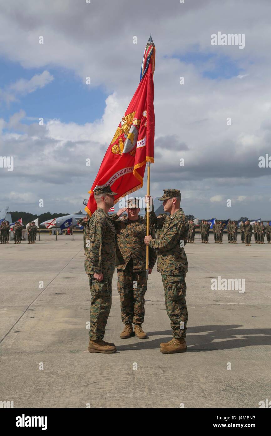 U.S. Marine Corps Lt. Col. Shannon M. Brown, outgoing Commanding ...