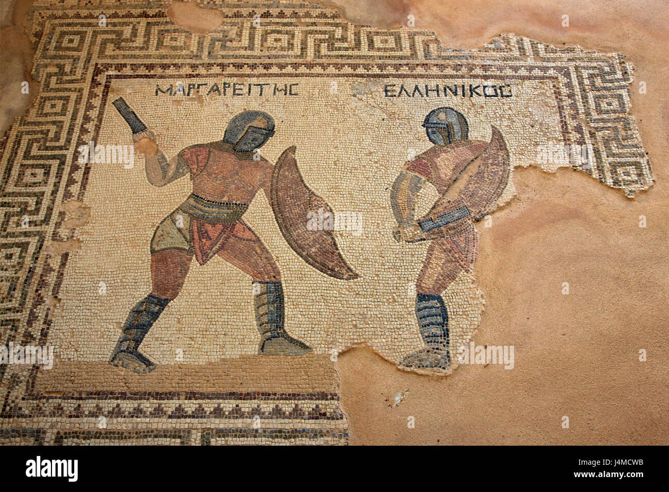 Mosaic floor in the House of Gladiators, at Ancient Kourion, district ...