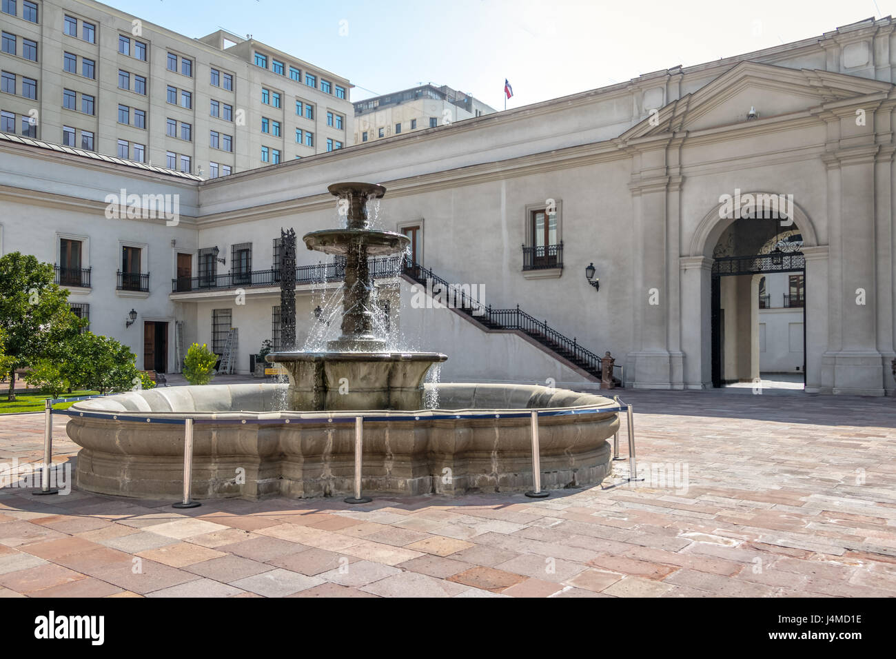 Courtyard fountain of La Moneda Palace - Santiago, Chile Stock Photo ...