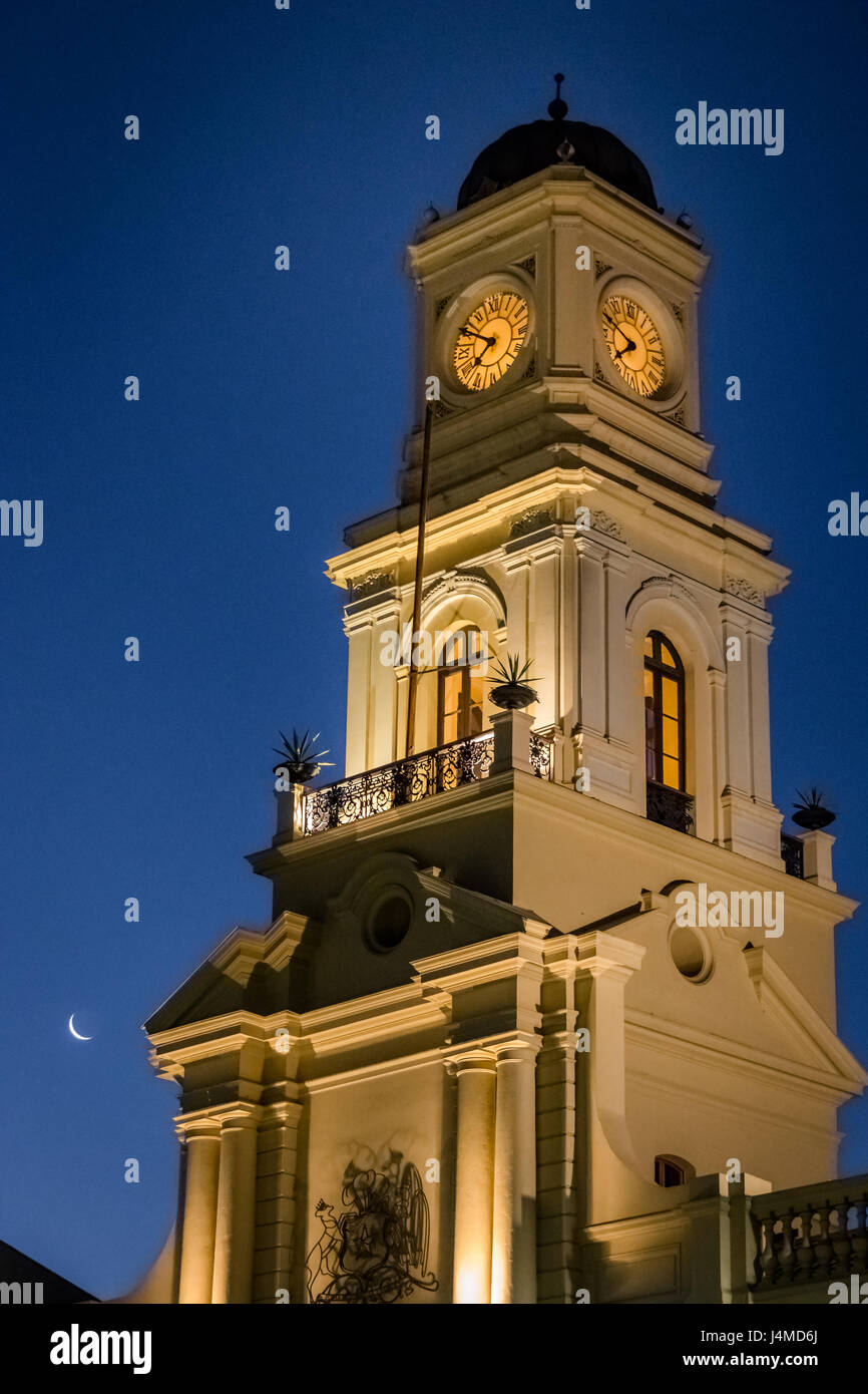 National Historic Museum Clock Tower at night - Santiago, Chile Stock ...