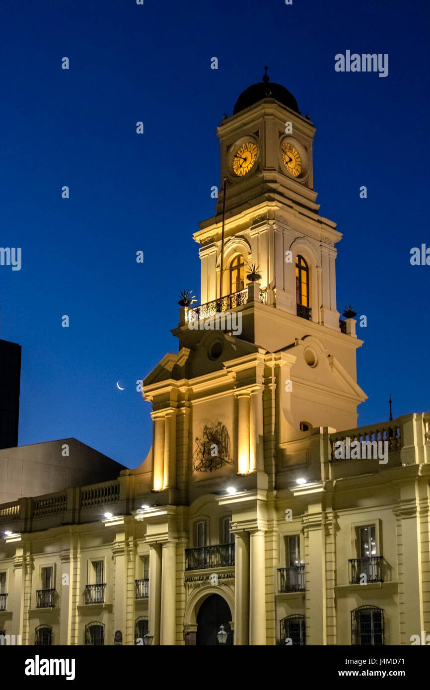 National Historic Museum Clock Tower at night - Santiago, Chile Stock ...