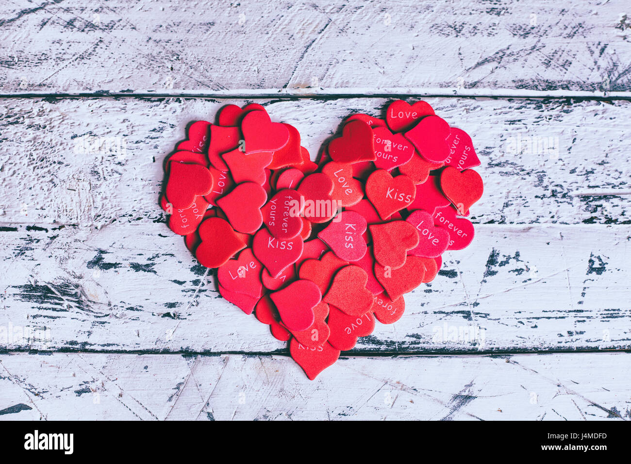 Romantic messages on heart-shapes Stock Photo - Alamy