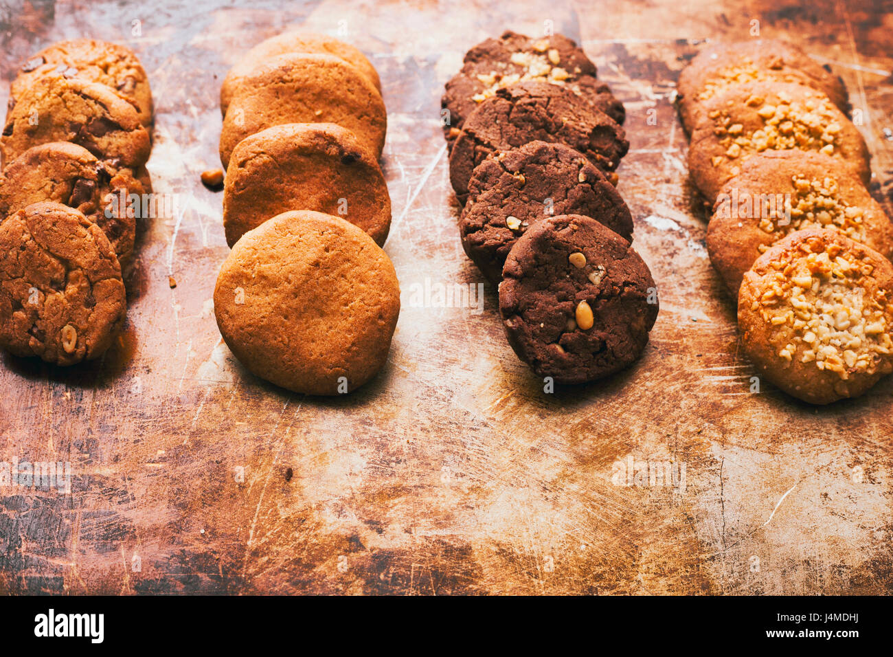 Variety of cookies in rows Stock Photo - Alamy