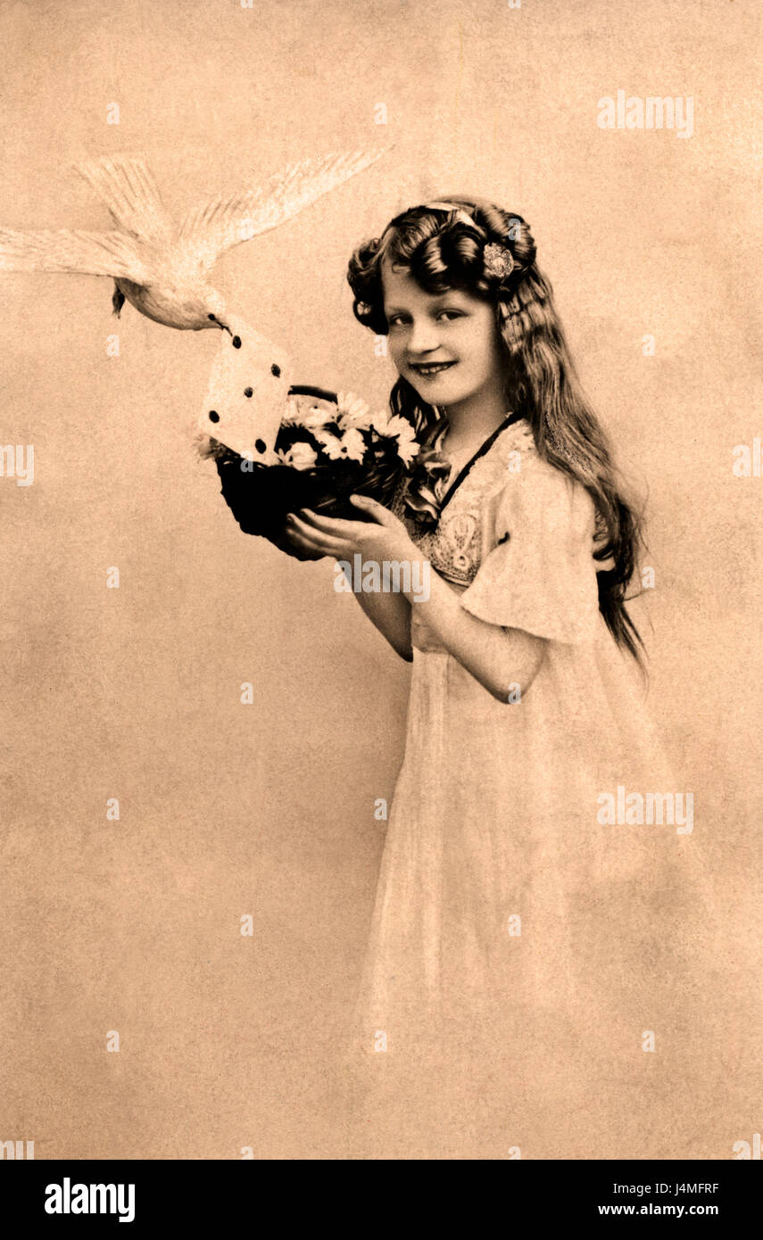 Vintage portrait of a young women. The shot was taken around 1912 year ...