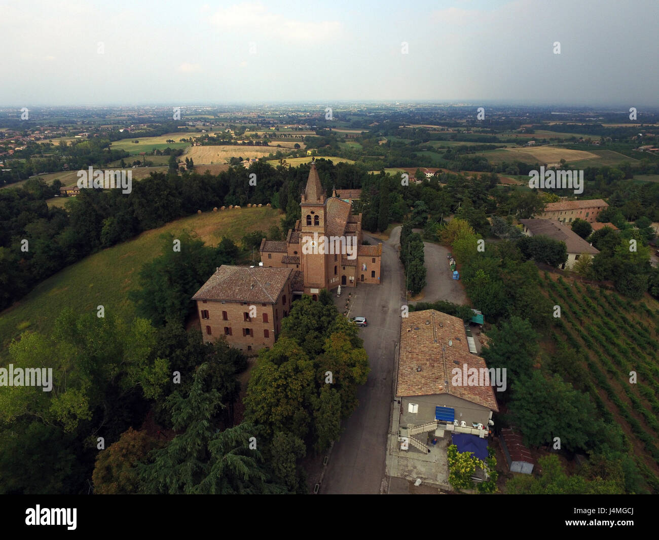 aerial view of Montericco church, Reggio Emilia hills, Italy Stock ...